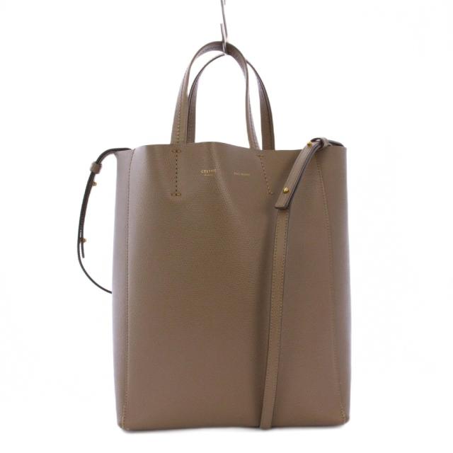 【中古】セリーヌ CELINE スモール バーティカル カバ トートバッグ ショルダーバッグ 2WAY レザー 茶 レディース