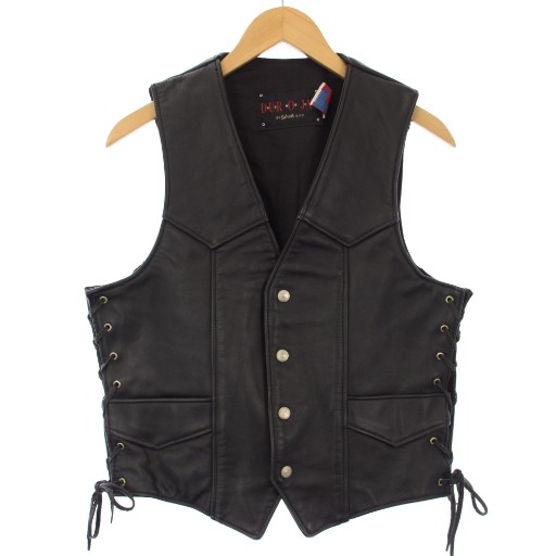 【中古】ショット SCHOTT DUROJAC BY SCHOTT レザーベスト ジレ レースアップ M ブラック 2184 /TK メンズ