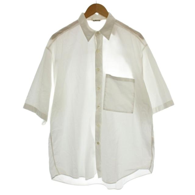 【中古】オーラリー AURALEE 23SS WASHED FINX TWILL BIG HALF SLEEVED SHIRT 半袖 シャツ 5 白 ホワイト