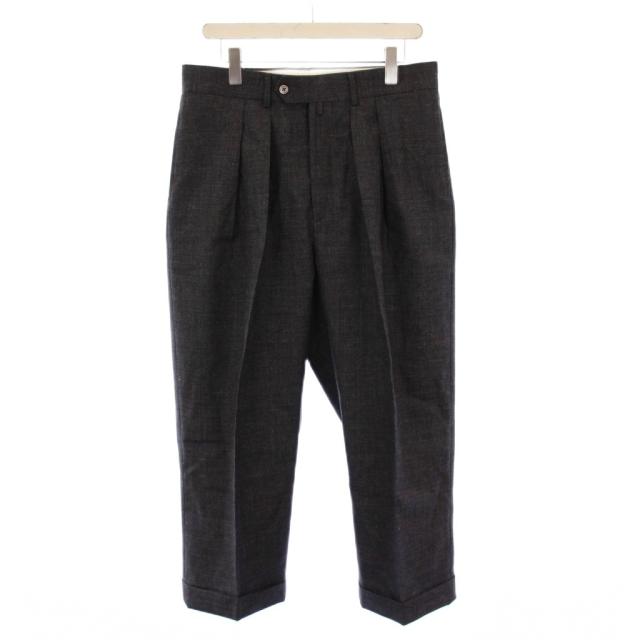 【中古】ニート ウォシャブルトロピカル スラックスパンツ タック ストレート ボタンフライ ウール 48 グレー