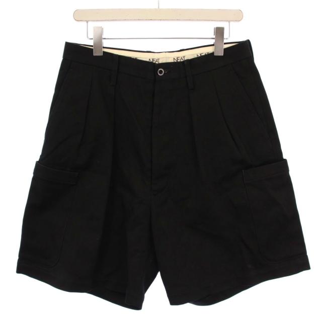 【中古】ニート NEAT ハーフパンツ ボタンフライ 2タック M 黒 /BM メンズ