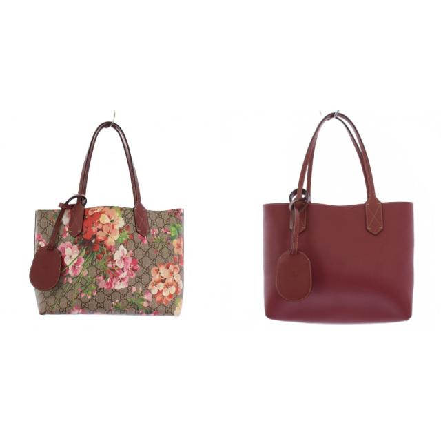 【中古】グッチ GUCCI GGブルームス トートバッグ ハンドバッグ リバーシブル 赤 ベージュ 372613 /KH ■OH
