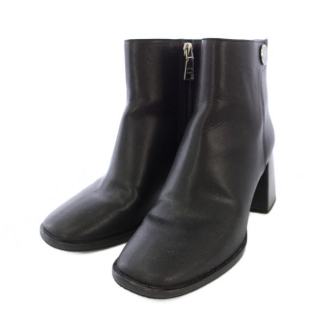 【中古】コーチ COACH ショートブーツ スクエアトゥ レザー 6.5C 黒 CT606 /TK レディース