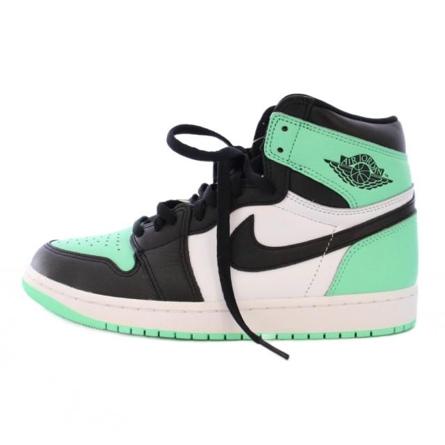 【中古】未使用品 ナイキ Air Jordan 1 High OG Green Glow エアジョーダン1ハイOGグリーングロー スニーカー 黒 白