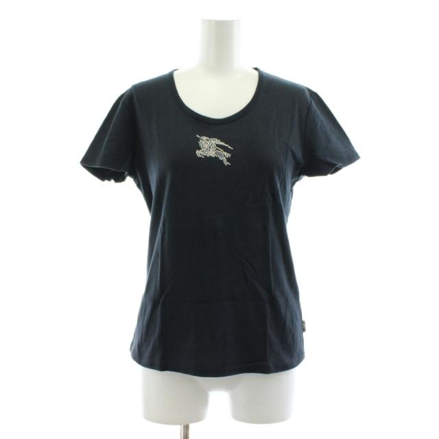 【中古】バーバリー ロンドン Tシャツ カットソー 半袖 ラインストーン コットン 2 黒 ブラック FAA16-005-09