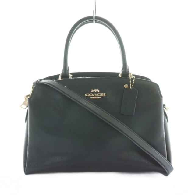 【中古】コーチ リリー キャリーオール ショルダーバッグ ハンドバッグ クロスグレイン レザー 黒 ブラック 91493
