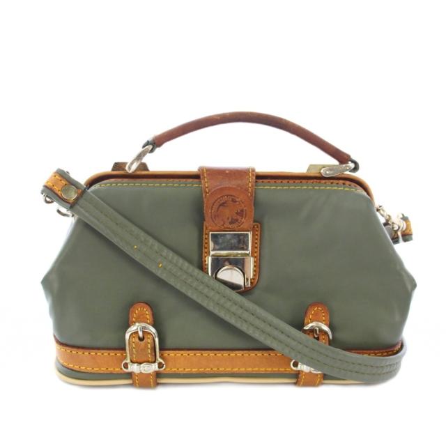 【中古】ハンティングワールド HUNTING WORLD バチュークロス ハンドバッグ ショルダーバッグ 2WAY カーキ レディース