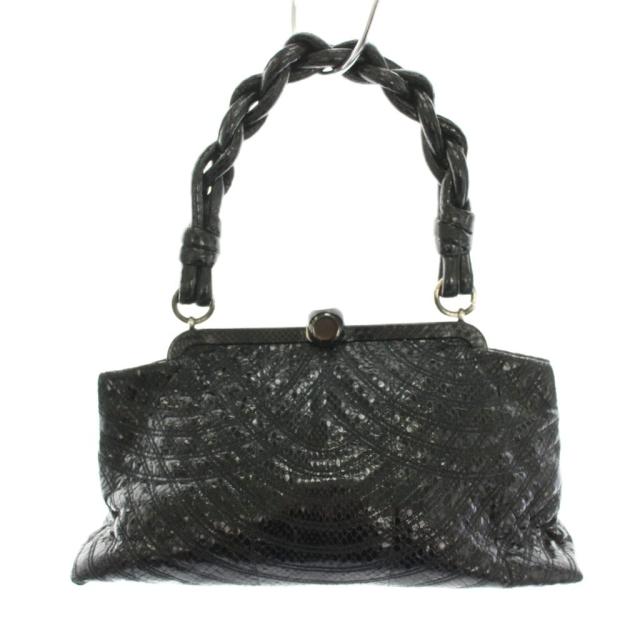 【中古】ボッテガヴェネタ ワンハンドルバッグ ハンドバッグ パイソンレザー 黒 ブラック 145584 ■OH レディース