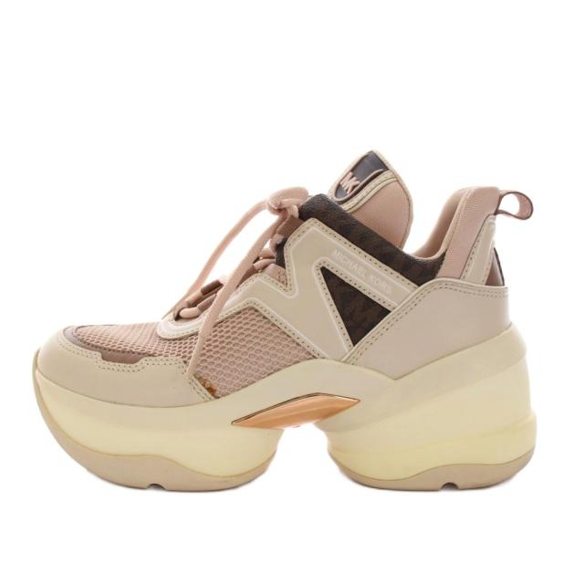 【中古】マイケルマイケルコース Michael michael kors OLYMPIA オリンピア スニーカー シューズ 厚底 6.5M ピンク