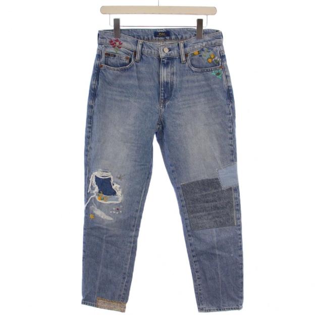 【中古】ポロ ラルフローレン POLO RALPH LAUREN デニムパンツ ジーンズ ジップフライ 刺繍 25 インディゴ レディース