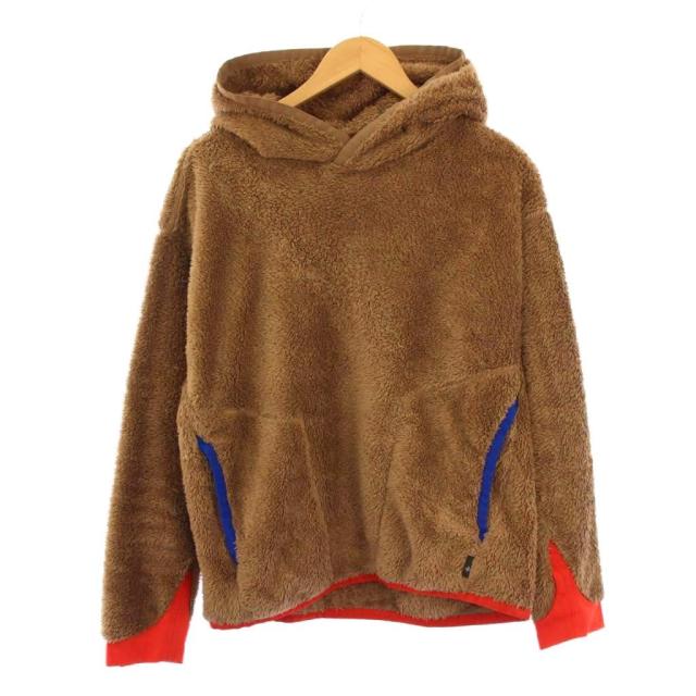 【中古】モンクレール MONCLER プルオーバーパーカー フリース 長袖 ストレッチ ロゴ S 茶 ブラウン /BB メンズ
