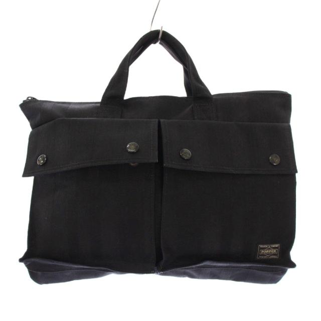 【中古】ポーター PORTER 吉田カバン ブリーフケース ビジネスバッグ ハンドバッグ ワンカラー ロゴ 黒 ブラック