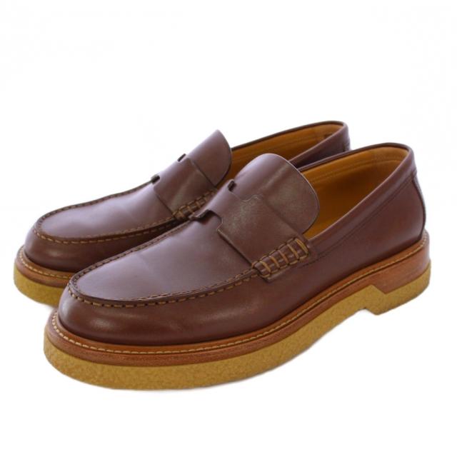 【中古】エルメス HERMES ダブリンローファー クレープソール レザー 41 ブラウン /KH メンズ