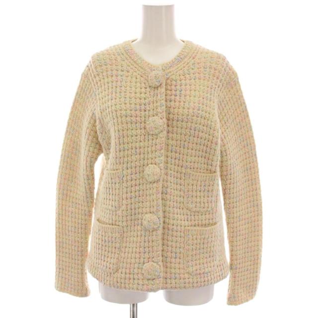 【中古】マークジェイコブス MARC JACOBS RUN WAY ニット ジャケット カーディガン 長袖 XS アイボリー マルチカラー