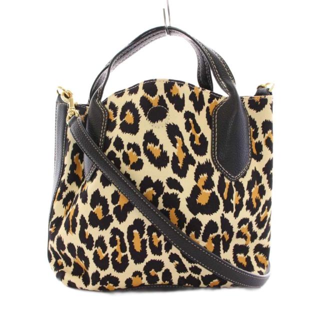 【中古】マークジェイコブス MARC JACOBS トートバッグ ショルダーバッグ 2WAY ヒョウ柄 レオパード キャンバス 黒