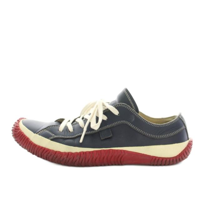 【中古】スピングルムーブ SPINGLE MOVE SPM-101 スニーカー シューズ レザー ラバー L 紺 ネイビー 赤 メンズ