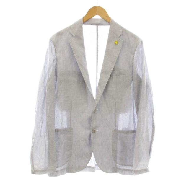 【中古】ジャンネット コラッロ リネンコットン 2Bシングルジャケット テーラードジャケット ブートニエール付き 48