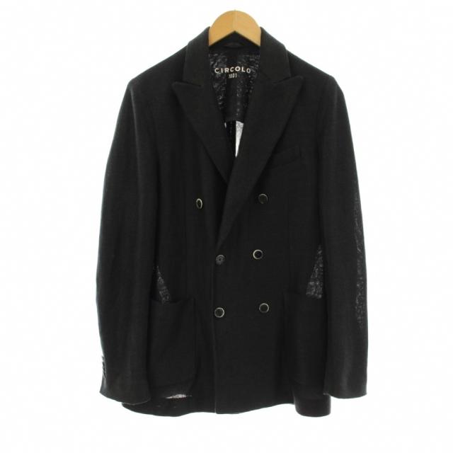【中古】チルコロ1901 リネン メッシュ6B ジャケット テーラードジャケット ブレザー ダブル 麻 48 黒 2104-353639