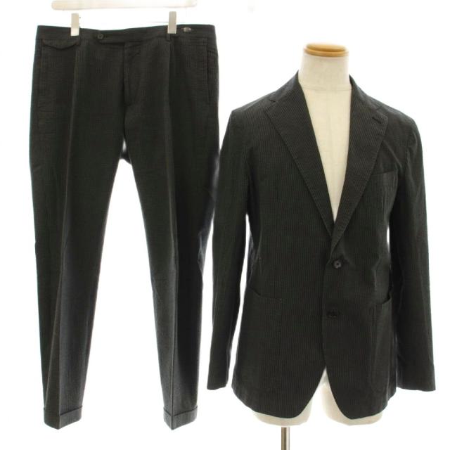 【中古】タリアトーレ G-DAKAR TAG11 シングルスーツ シアサッカー ジャケット パンツ ストライプ柄 50 黒 33UEZ006