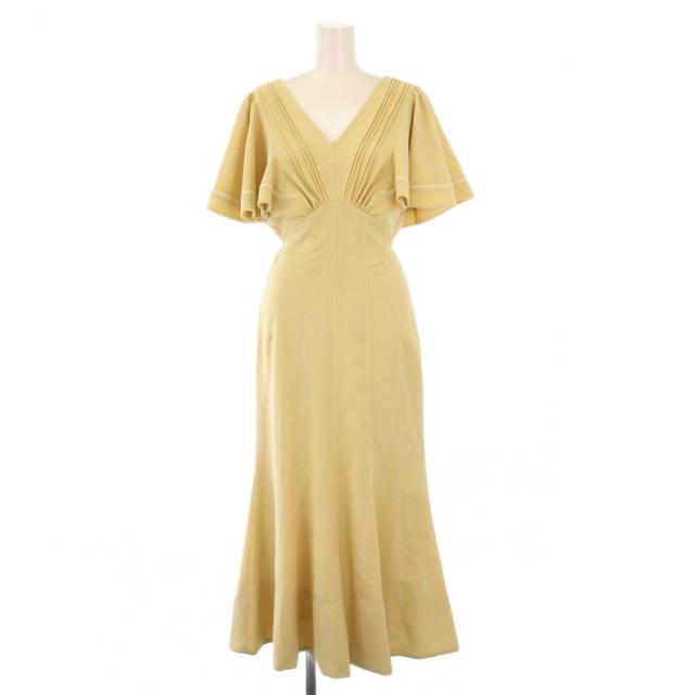 【中古】ハーリップトゥ カプリマーメイドドレス フレアワンピース マキシ ロング 半袖 Vネック M アイボリー