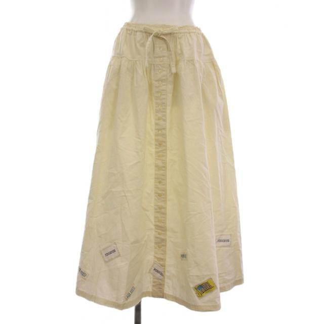 【中古】ピンクハウス PINK HOUSE 生成ネーム使いスカート ロング フレア アイボリー A2191FSY232 /YM レディース