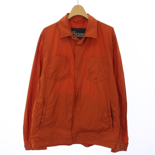 【中古】ヘルノ HERNO ウルトラライト高密度ナイロン シャツ型ブルゾン 50 オレンジ 69485-66241-1 /TK メンズ
