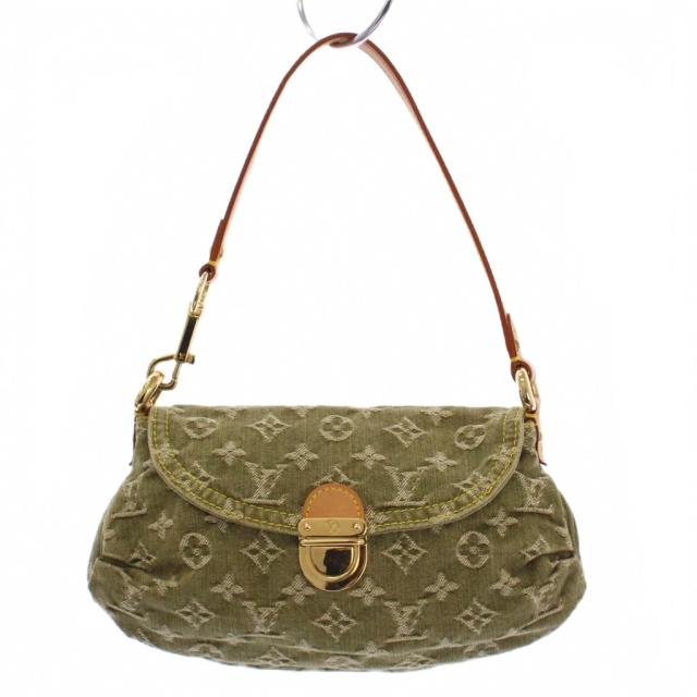 【中古】ルイヴィトン LOUIS VUITTON モノグラムデニム ミニプリーティ ハンドバッグ カーキ M95217 /KH ■OH