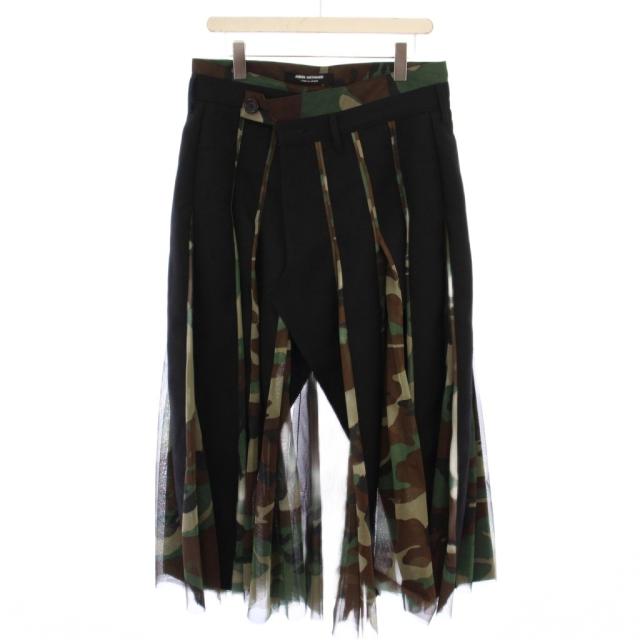 【中古】ジュンヤワタナベ JUNYA WATANABE AD2021 フレアスカート ロング 迷彩 カモフラ 切替 M 緑 黒 レディース
