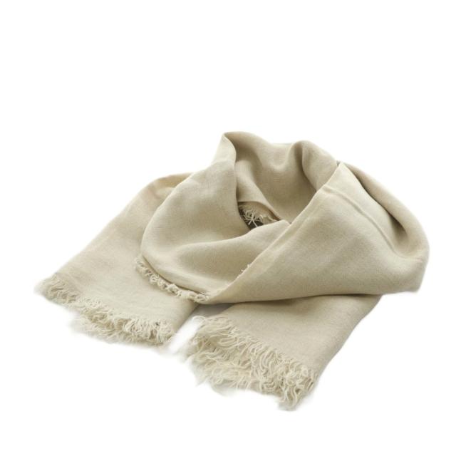 【中古】アソースメレ ASAUCE MELER ストール フリンジ リネン 麻 アイボリー /AN8 レディース