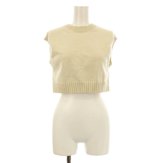【中古】オーラリー AURALEE DRY COTTON KNIT VEST ニットベスト クルーネック コットン 0 ベージュ A23SV01AD