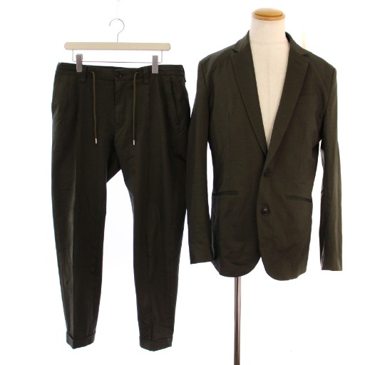 【中古】1PIU1UGUALE3 COMFY スーツ セットアップ 上下 テーラードジャケット パンツ VI カーキ メンズ