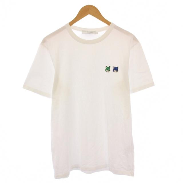 【中古】メゾンキツネ モノクローム ダブルフォックスヘッドパッチクラシックTシャツ カットソー 半袖 M 白