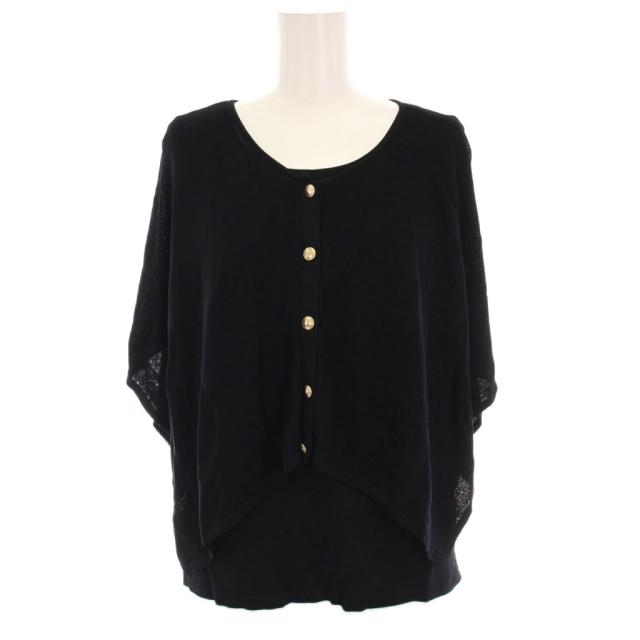 【中古】エポカ EPOCA アンサンブル レイヤード ケープ ニット プルオーバー ノースリーブ 40 黒 ブラック M5N26620