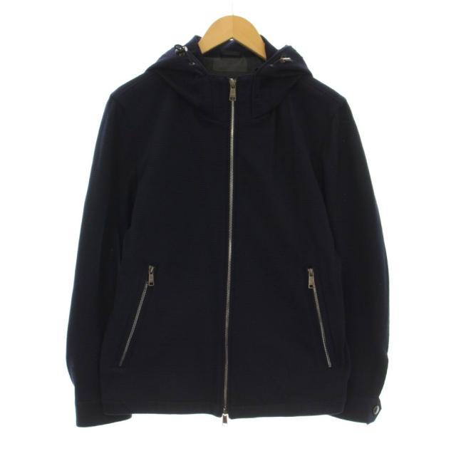 【中古】ブラックレーベルクレストブリッジ パーカー フーディ ジップアップ 長袖 ワッフル地 M 紺 ネイビー
