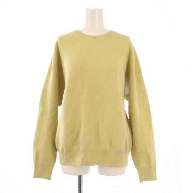 【中古】エブール ebure ソフトスムースニットプルオーバー セーター 長袖 クルーネック ウール ワンカラー F 黄緑