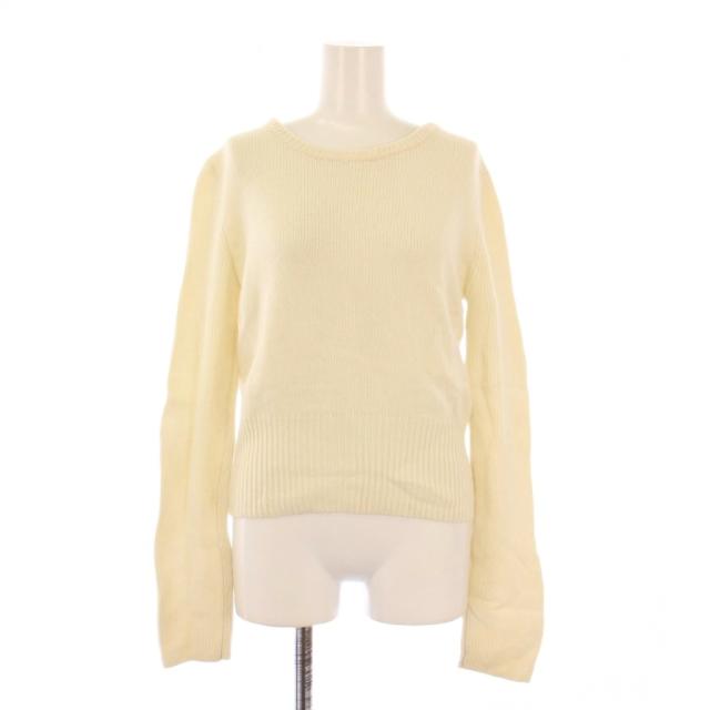 【中古】フォクシー FOXEY トルテセーター ニット 長袖 クルーネック バックボタン カシミヤ ワンカラー アイボリー