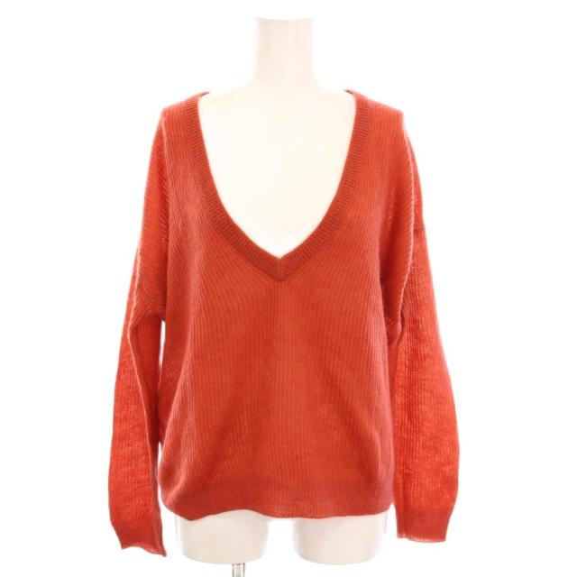 【中古】ブルネロクチネリ BRUNELLO CUCINELLI ニット セーター ウール オレンジ 朱色 長袖 Vネック /YM レディース