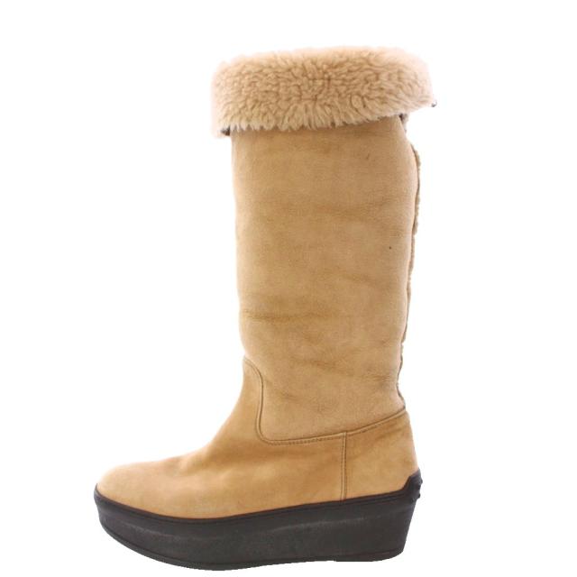 【中古】トッズ TOD'S ムートンブーツ ロング 厚底 スエード ベージュ /BB レディース