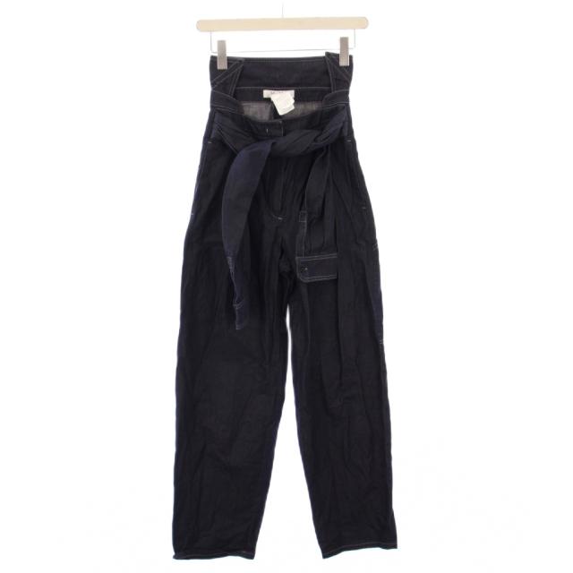 【中古】マックスマーラ MAX MARA スラックスパンツ ハイウエスト ジップフライ タック I34 紺 ネイビー