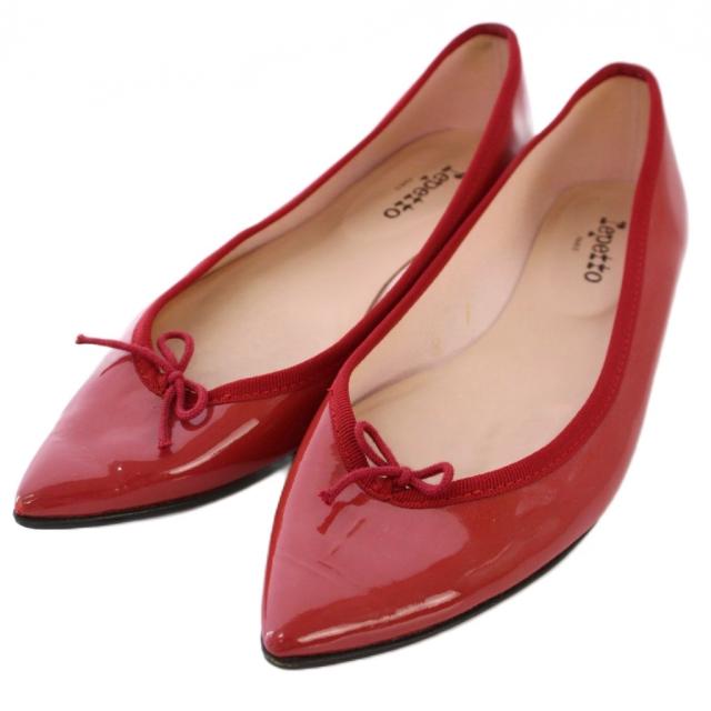 【中古】レペット Repetto ブリジット BRIGITTE パンプス フラット ポインテッドトゥ エナメル 40 赤 /BM レディース