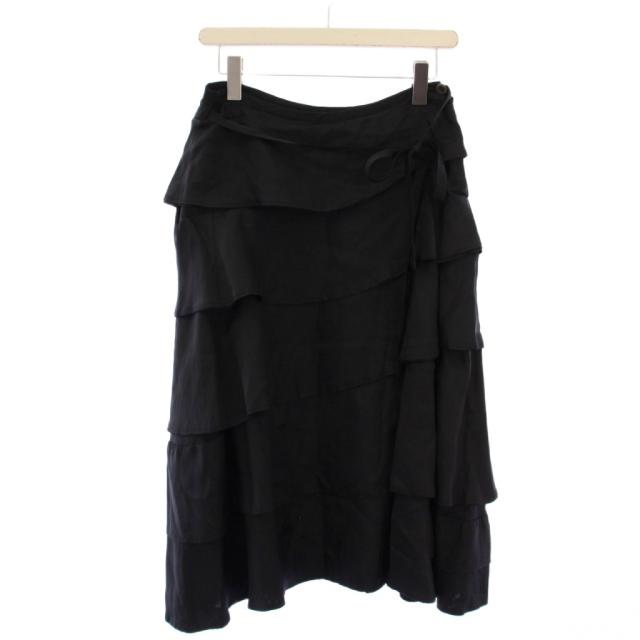 【中古】トリココムデギャルソン AD2006 フレアスカート ロング フリル リボン M 黒 レディース