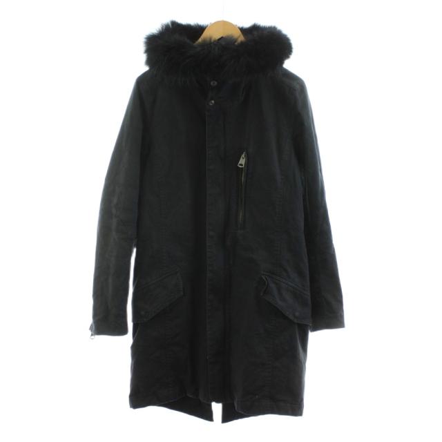 【中古】オールドサーカス THEE OLD CIRCUS モッズコート ロング ファー 2 黒 ブラック 7304 /KU メンズ