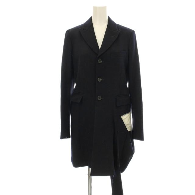 【中古】コムデギャルソン AD2016 18世紀のパンク 変形 テーラードジャケット ベルト ダメージ加工 XS ネイビー 紺