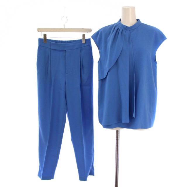 【中古】アドーア ADORE 23SS セットアップ 上下 ブラウス シャツ 半袖 パンツ 38 青 レディース