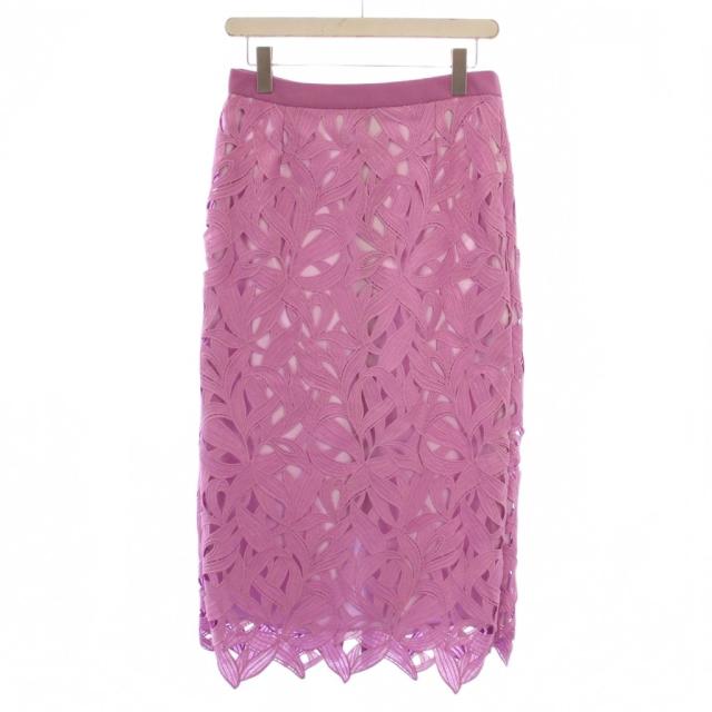 【中古】アドーア ADORE 22AW モダンリーフレーススカート ロング 38 ピンク 531-2220908 /BM レディース