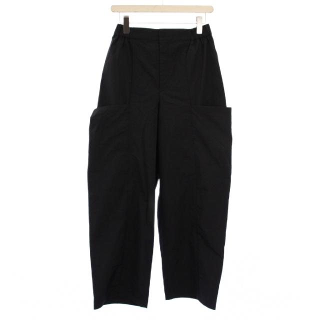 【中古】アドーア ADORE 25SS エアリープレーンクロスパンツ ジップフライ ナイロン 38 黒 レディース