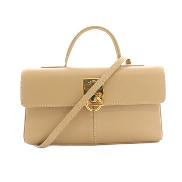 【中古】カフネ CAFUNE スタンス ウォレット ハンドバッグ ショルダーバッグ レザー ピンクベージュ レディース