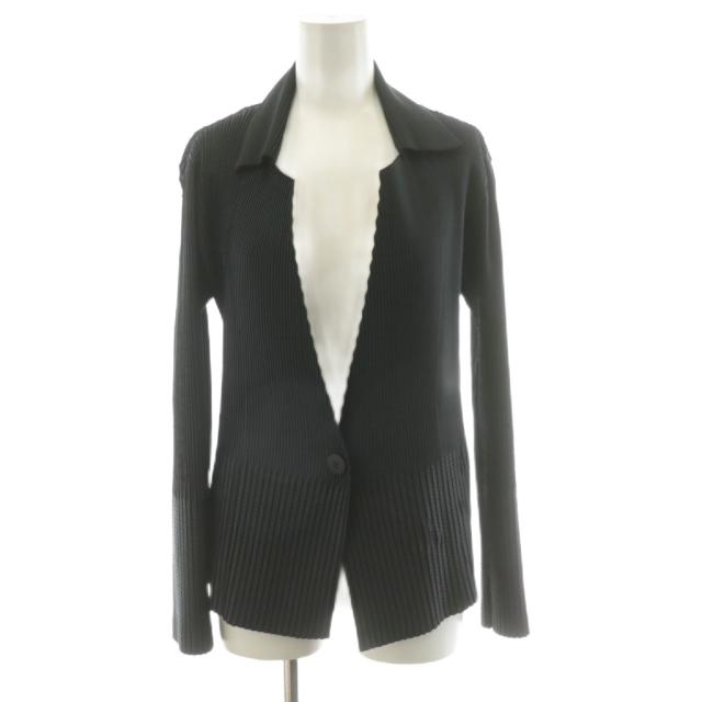 【中古】イッセイミヤケ ISSEY MIYAKE ジャケット チェックプリーツ 2 黒 ブラック IM33FD104