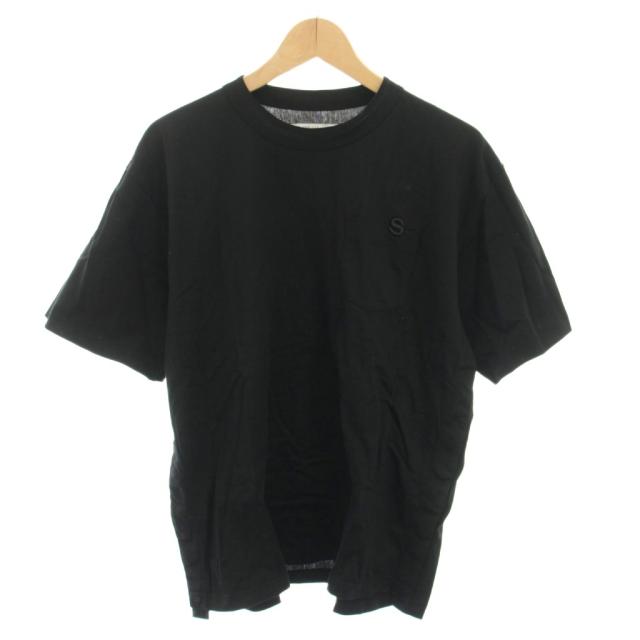 【中古】サカイ sコットンジャージーTシャツ s Cotton Jersey T-Shirt カットソー 半袖 刺繍 1 黒 SCM-229 メンズ