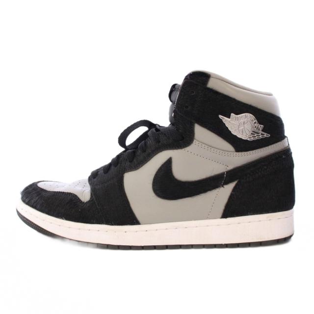 【中古】ナイキ エアジョーダン1レトロハイOGミディアムグレー スニーカー US12 29cm 黒 ブラック DZ2523-001